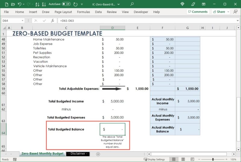 How to Make a Zero-Based Budget in Microsoft Excel - Make Tech Easier
