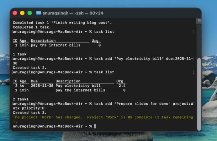 Use Taskwarrior to Manage Your Tasks from the Command Line - Make Tech Easier